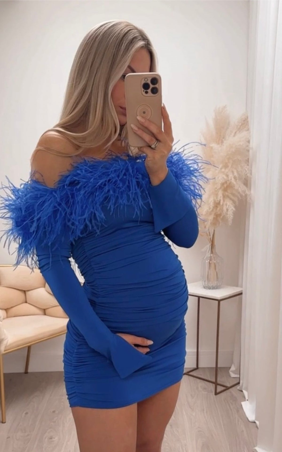 Blue Carrie Maternity Dress | Ostrich Feathers | Rag & Doll